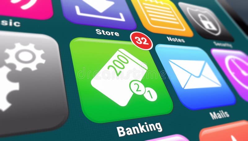 Illustation of a Smartphone Screen - Banking App Stock Illustration ...
