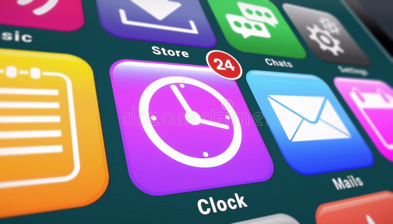Illustation of a Smartphone Screen - Clock App Stock Illustration ...