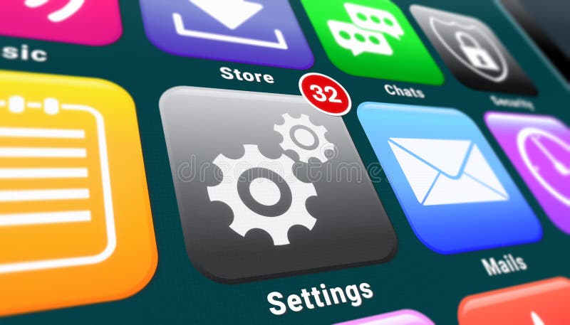 Illustation of a Smartphone Screen - Setting App Stock Illustration ...
