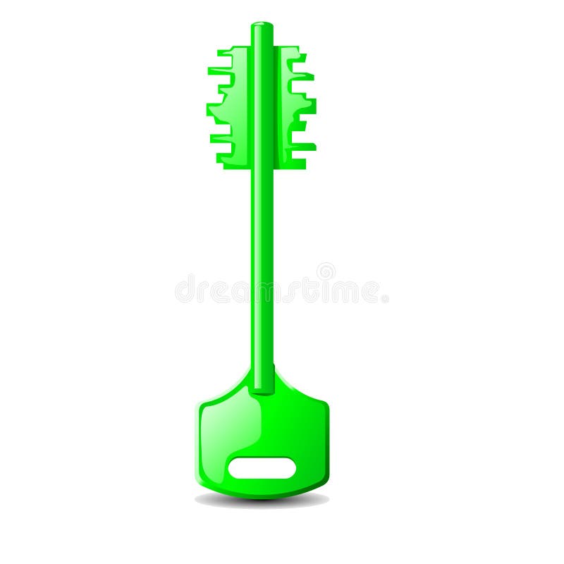 Illustraion of Single Green Key Standing Stock Vector - Illustration of ...