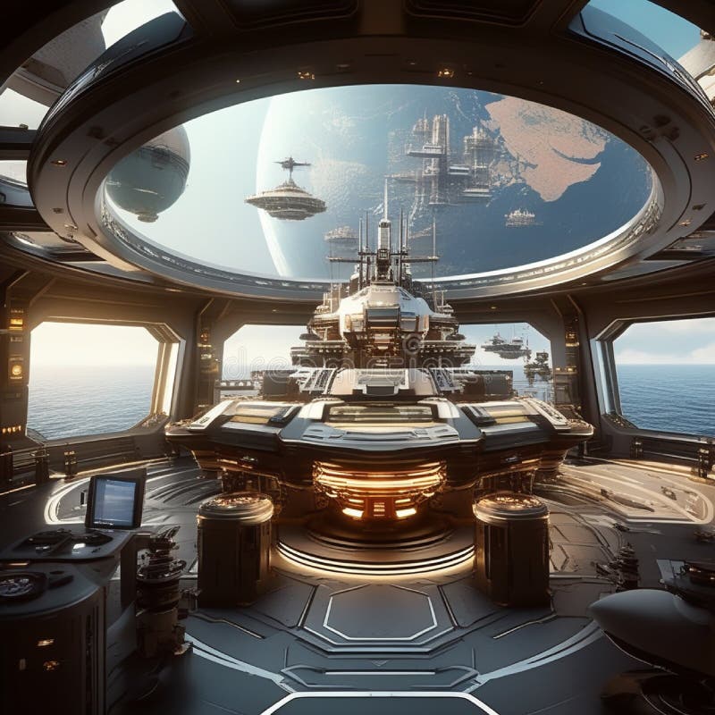 Illustrate an Ai Controlled Navigation Room with Advanced Technology ...