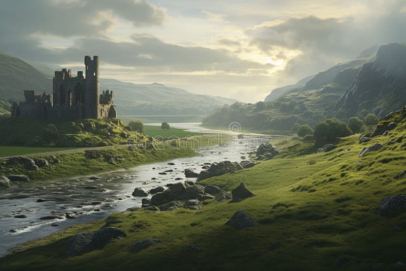 Illustrate the Beauty of Irish Landscapes during Stock Illustration ...