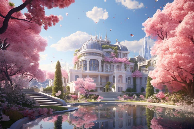 Illustrate the Beauty of Springtime Architecture. Generative Ai Stock ...