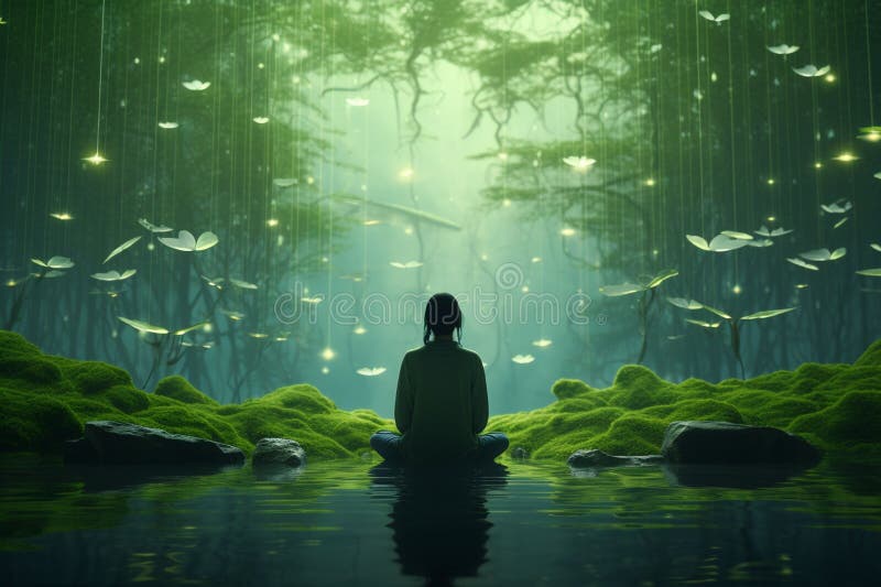 Illustrate the Calming Effect of a Green. Generative Ai Stock ...