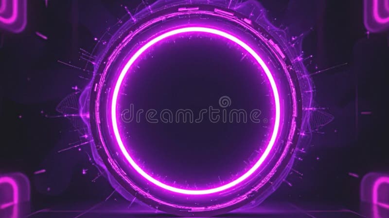 Illustrate a Captivating Neon Circle Spinning Inside a Polished Frame ...