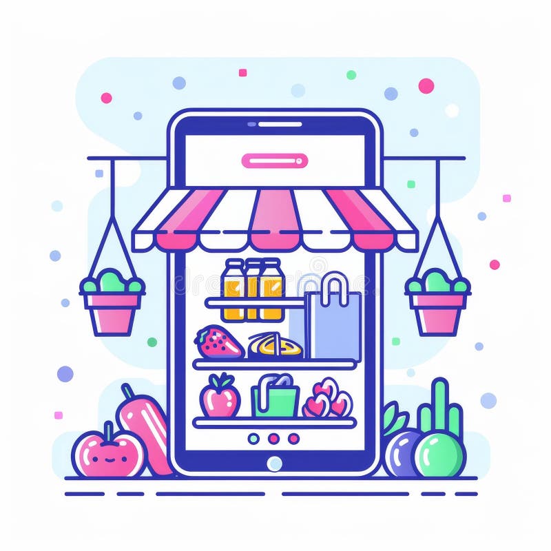 Illustrate the Convenience of Shopping with Just a Few Clicks Stock ...