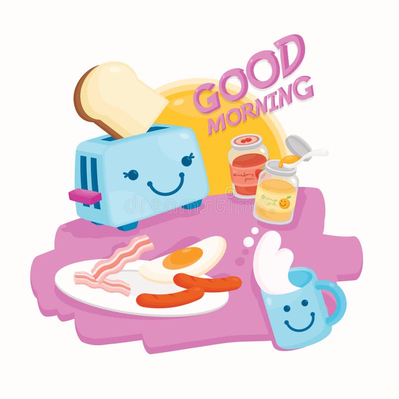 Illustrate of Cute Breakfast Stock Vector - Illustration of american ...