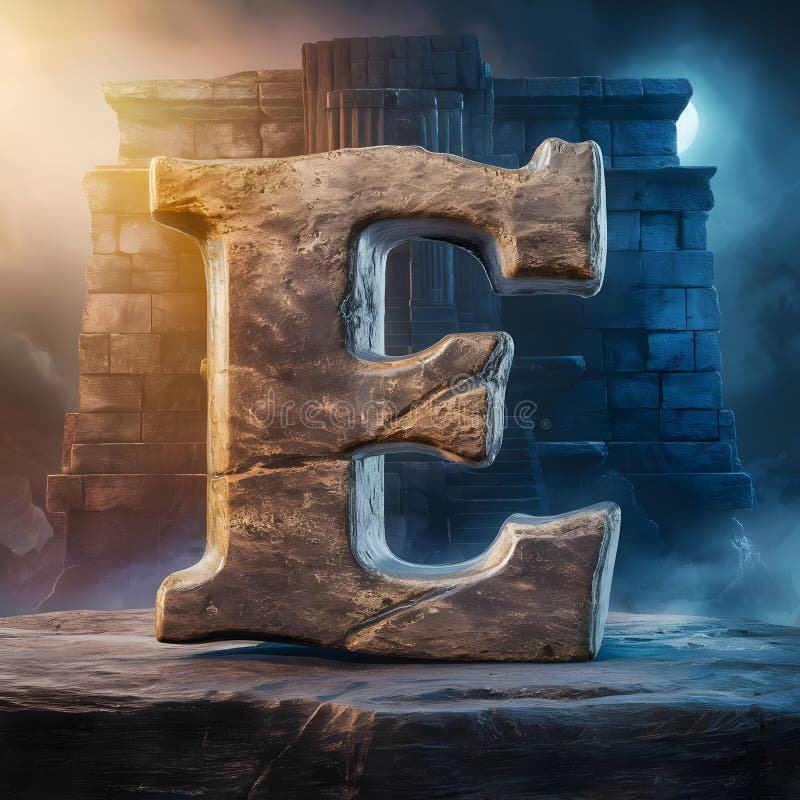 3D View of the Letter E with a Stone Texture Ai Generate Stock ...