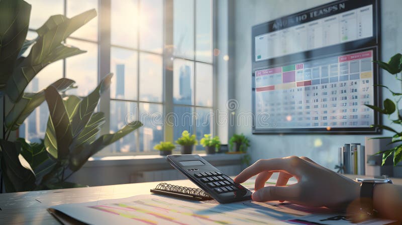 Illustrate a Hand Using a Mobile Phone Calculator. Stock Illustration ...