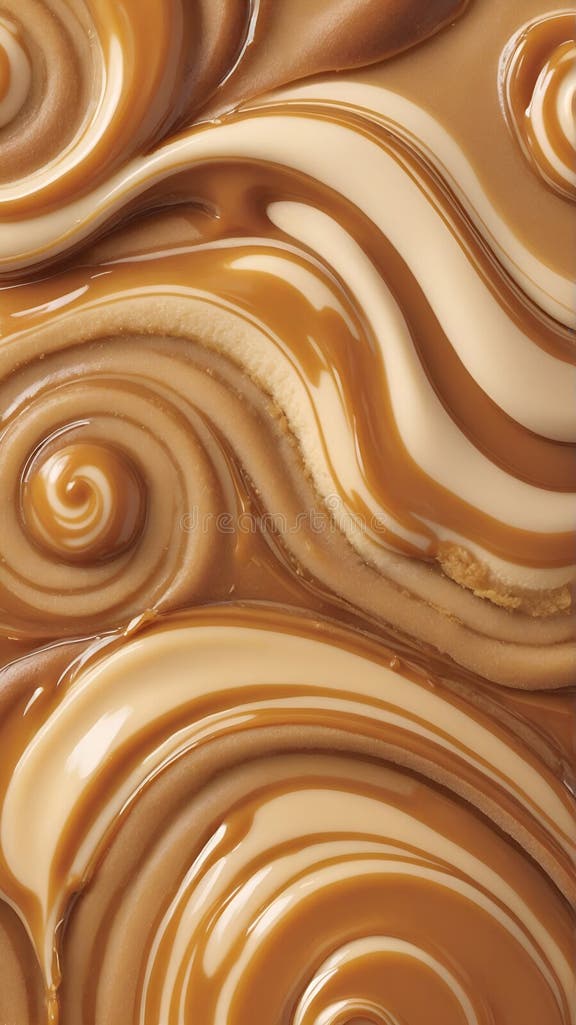 Illustrate the Indulgence of Caramel Drizzle, Forming Enticing Patterns ...
