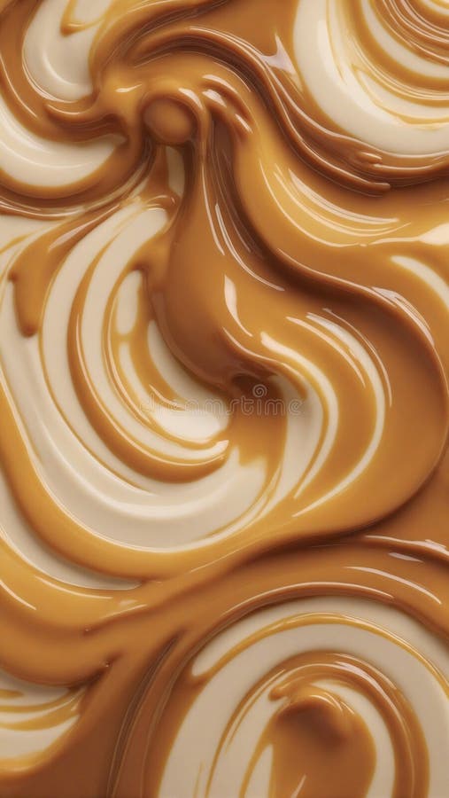 Illustrate the Indulgence of Caramel Drizzle, Forming Enticing Patterns ...