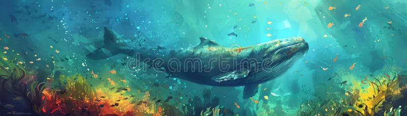 Illustrate Mythical Creatures in a Captivating Side View Underwater ...
