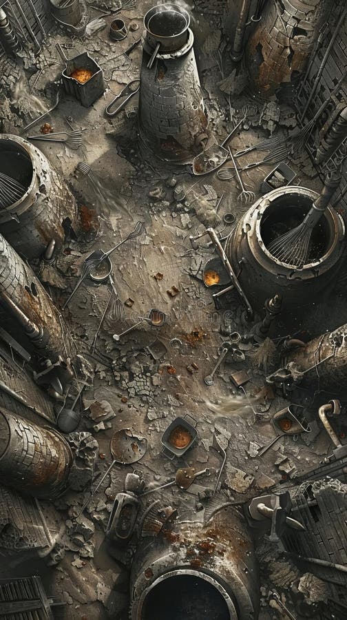 Illustrate a Postapocalyptic Kitchen Battleground Stock Illustration ...