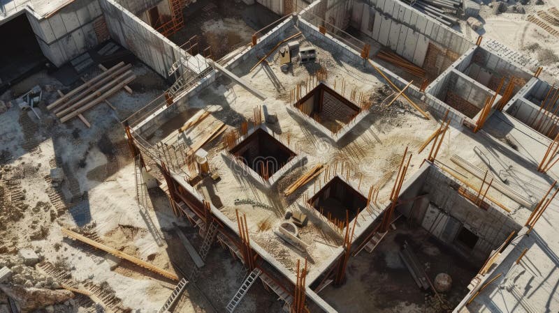 Illustrate the Process of Building Foundations in a Unique Way from a ...