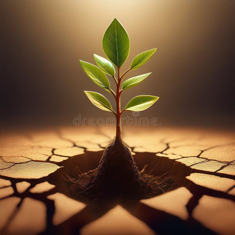 Illustrate a Small Sapling Growing into a Tree with Surrounding Soil ...