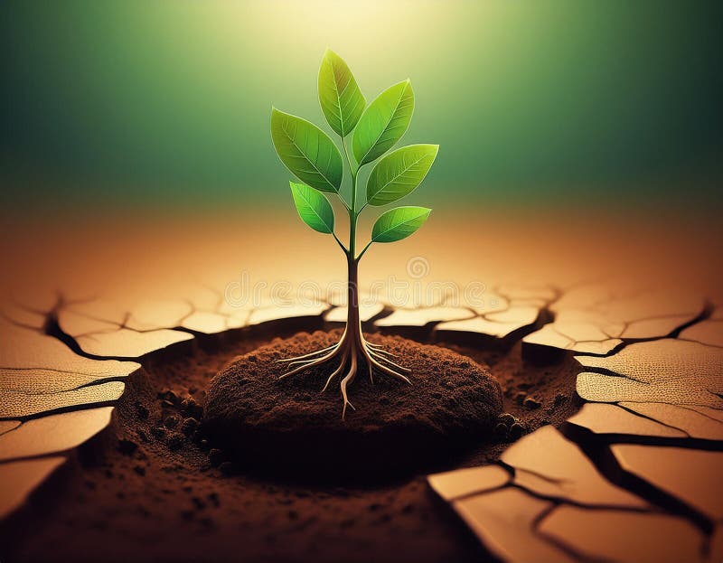 Illustrate a Small Sapling Growing into a Tree with Surrounding Soil ...