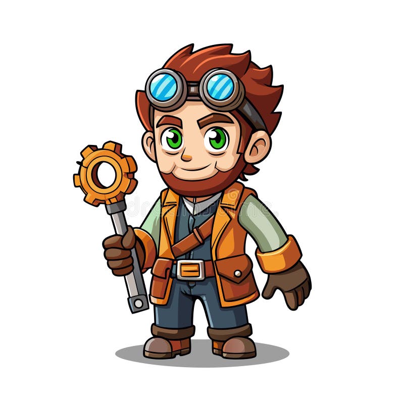 Illustrate Striking Steampunk Engineer Character Stock Vector ...