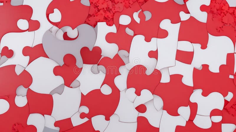 Illustrate a Vector Pattern of White and Red Interlocking Puzzle Pieces ...