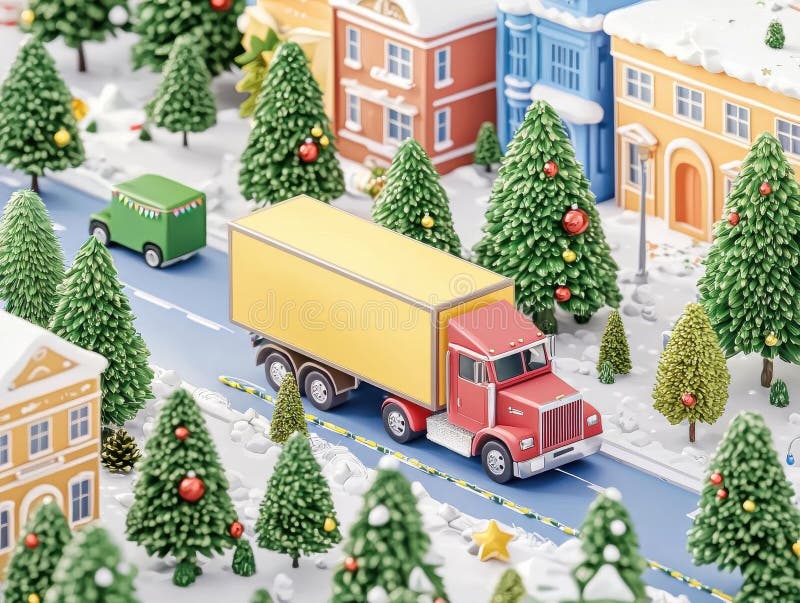 Illustrate Whimsical Christmas Tree Trucks Stock Illustrations – 2 ...