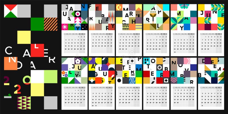 Illustrated Abstract Calendar for 2021. Stock Vector - Illustration of ...