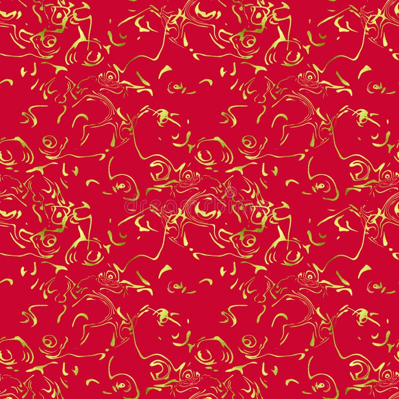 Red Pattern with Gold Elements Stock Illustration - Illustration of ...