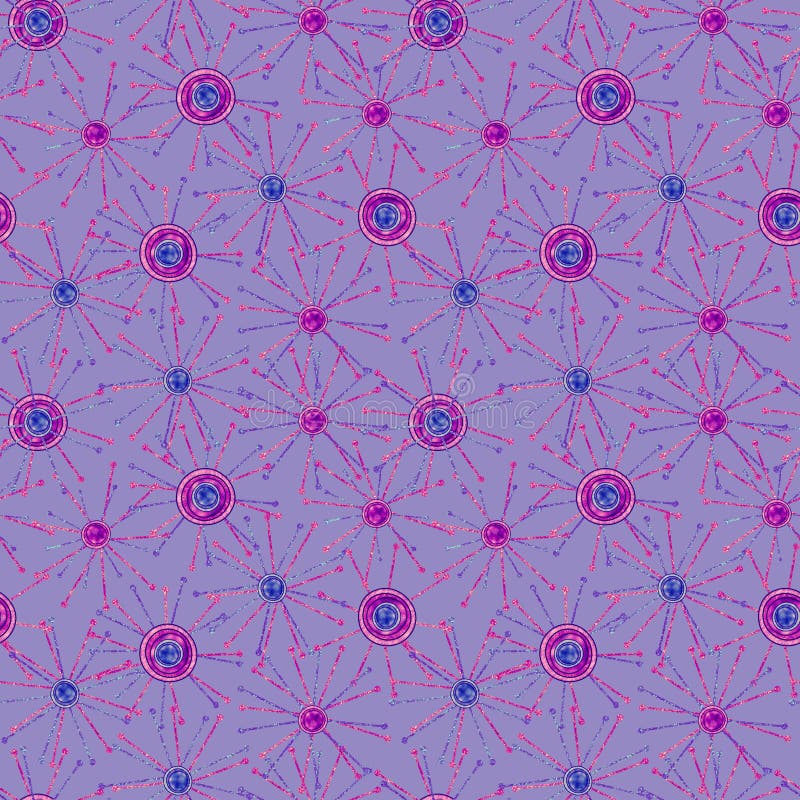 Illustrated Abstract Seamless Pattern with Sparkle Elements on a Violet ...