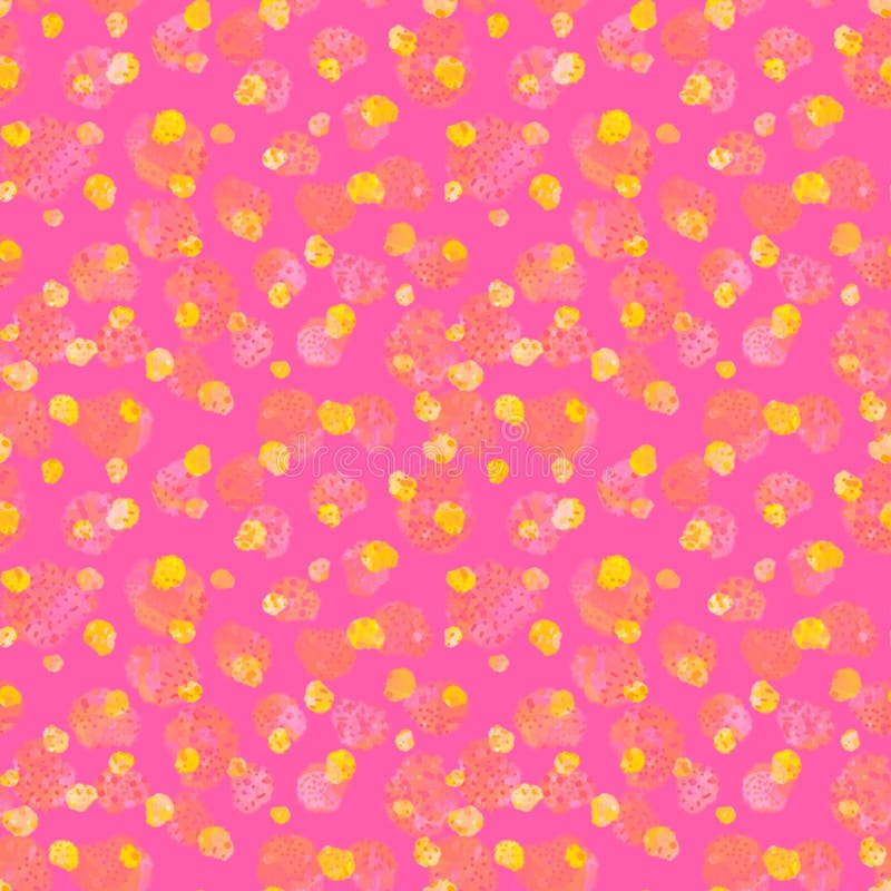 Illustrated Abstract Seamless Pink Pattern with Yellow Elements Stock ...