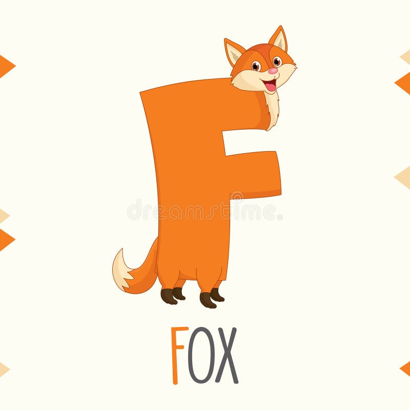 Illustrated Alphabet Letter F and Fox Stock Vector - Illustration of ...