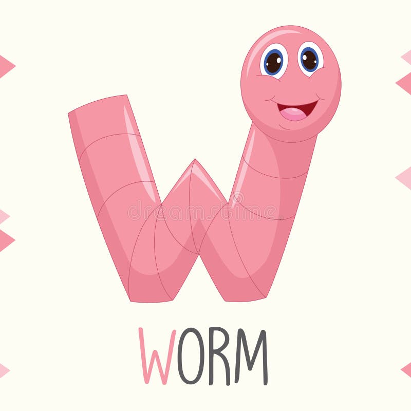 Illustrated Alphabet Letter W and Worm Stock Vector - Illustration of ...
