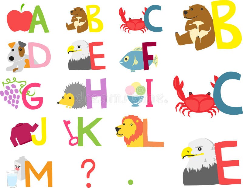 Illustrated Alphabet a-M stock illustration. Illustration of ...
