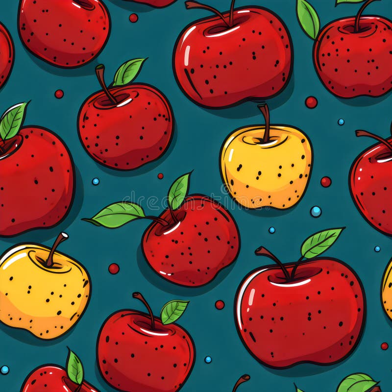 Illustrated Apple Tile stock illustration. Illustration of fall - 300448543