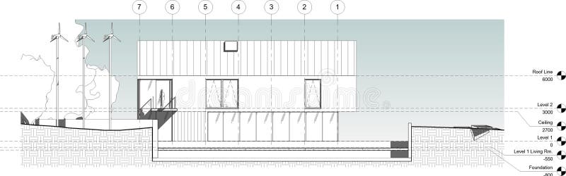 Architectural Sectional Elevation Design Illustration Stock ...