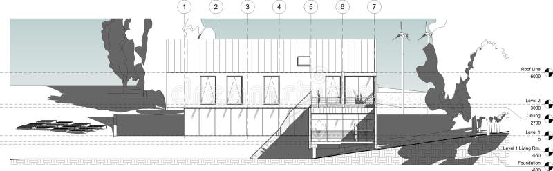 Architectural Sectional Elevation Design Illustration Stock ...