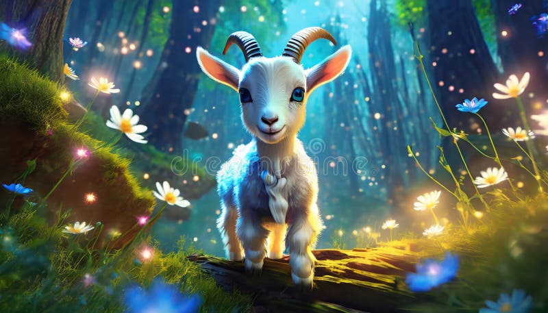 Illustrated baby goat stock illustration. Illustration of cartoon ...