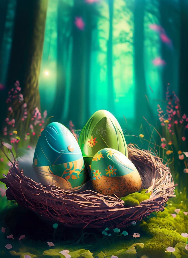 Illustrated Background with Eggs Stock Illustration - Illustration of illustrated, colorful ...