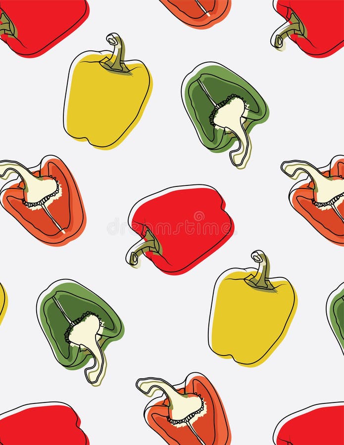 Illustrated Bell Pepper Pattern Stock Vector - Illustration of great ...