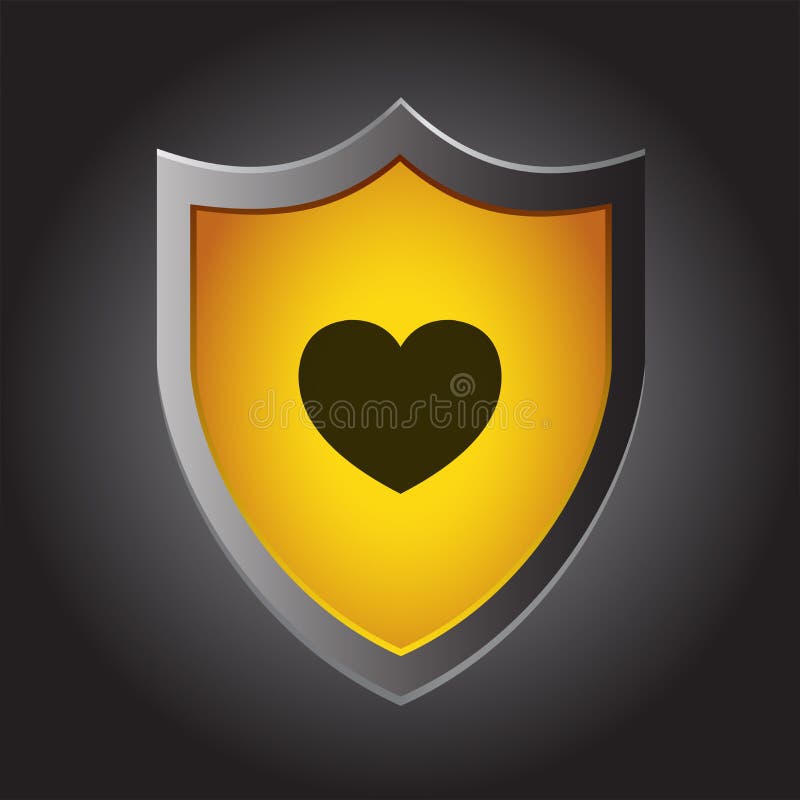 Illustrated Heart in Shield Stock Illustration - Illustration of ...