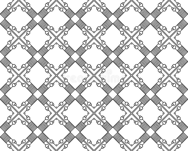 Illustrated Black-and-white Seamless Tile Pattern Stock Illustration ...