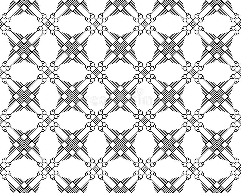 Illustrated Black-and-white Seamless Tile Pattern Stock Illustration ...