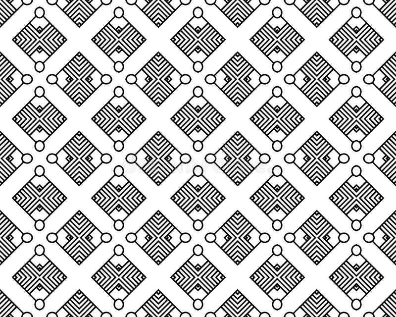 Illustrated Black-and-white Seamless Tile Pattern Stock Illustration ...