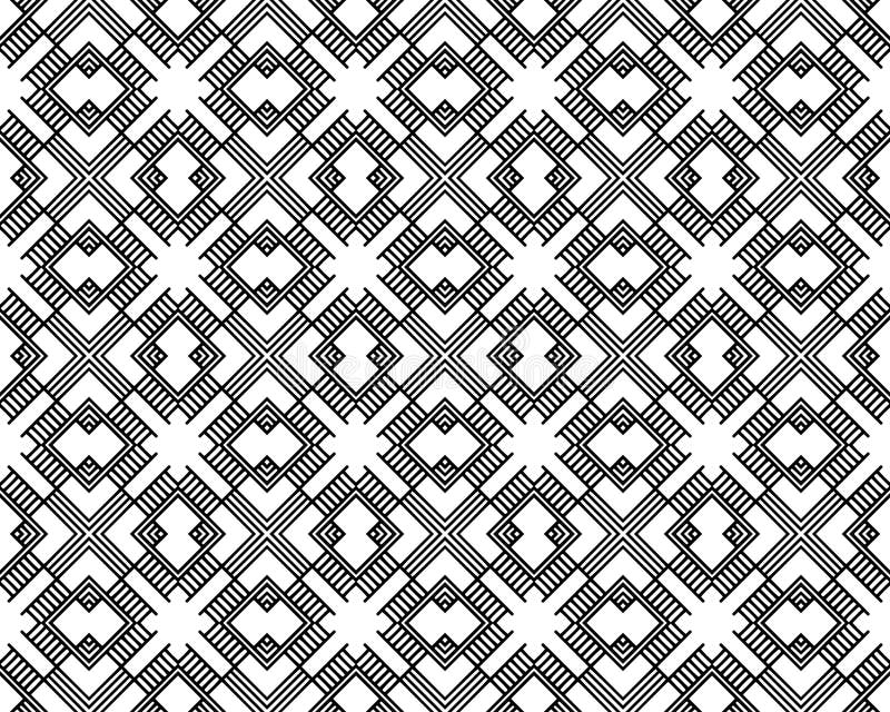 Illustrated Black-and-white Seamless Tile Pattern Stock Illustration ...