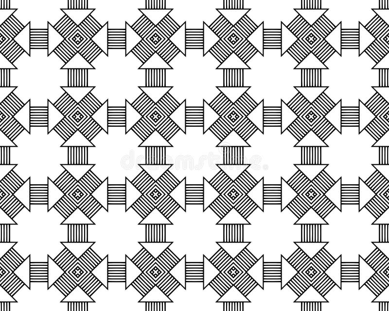 Illustrated Black-and-white Seamless Tile Pattern Stock Illustration ...