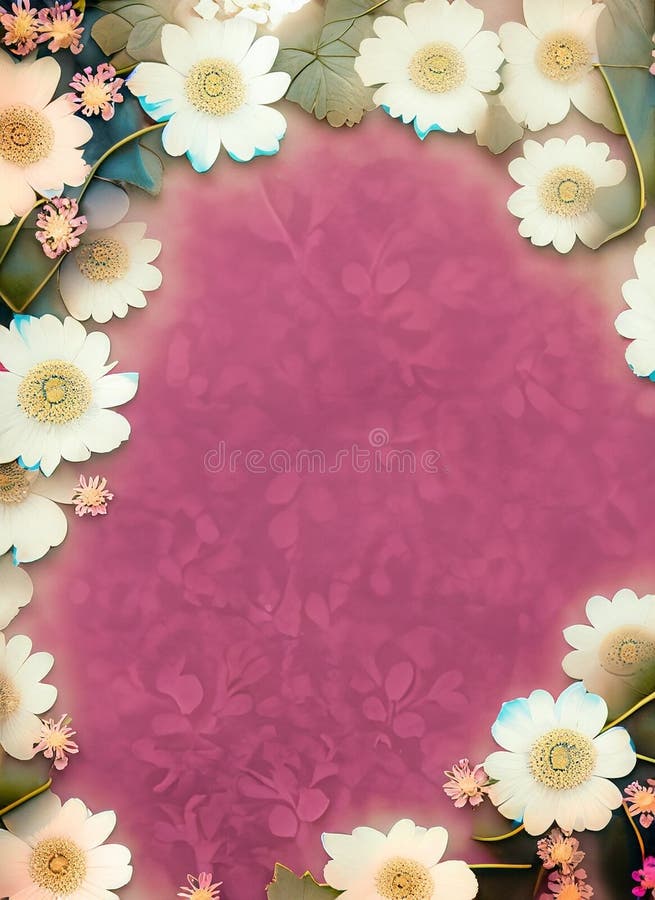 Illustrated Blooming Flowers Form a Frame Suitable As a Background ...
