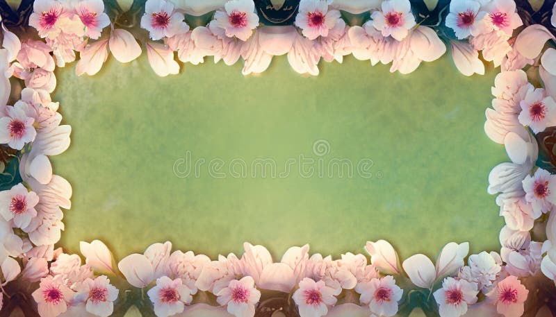 Illustrated Blooming Flowers Form a Frame Suitable As a Background ...