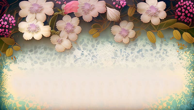 Illustrated Blooming Flowers Form a Frame Suitable As a Background ...