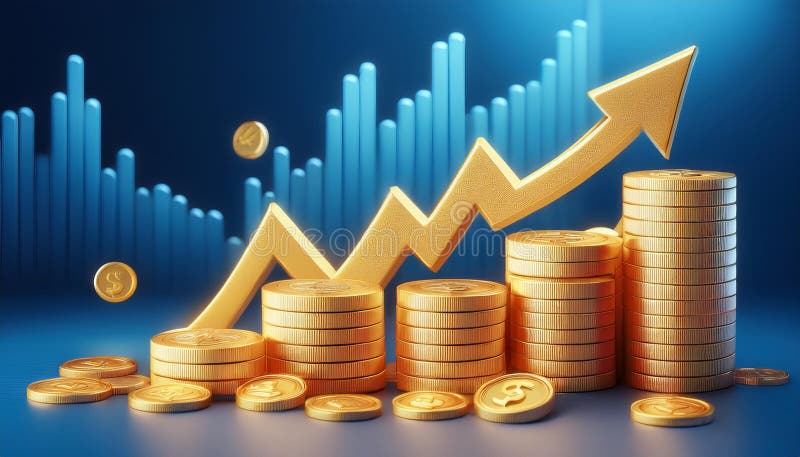 Illustrated Blue Growing Financial Chart Stock Illustration ...