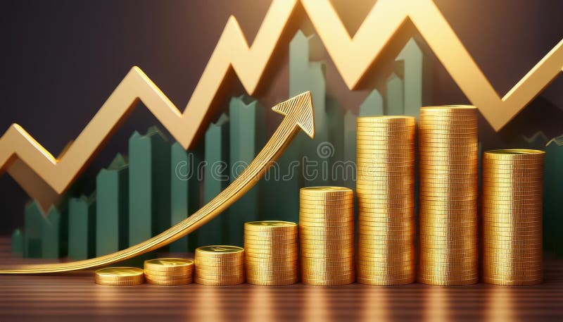 Illustrated Blue Growing Financial Chart Stock Illustration ...