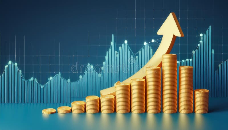 Illustrated Blue Growing Financial Chart Stock Illustration ...