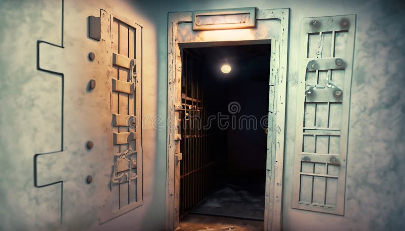 Illustrated cell door stock illustration. Illustration of wood - 298387655