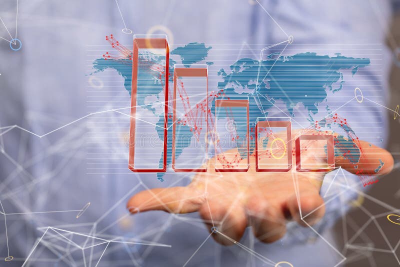 Illustrated Chart and the World Map Over a Person S Hand Visualizing ...